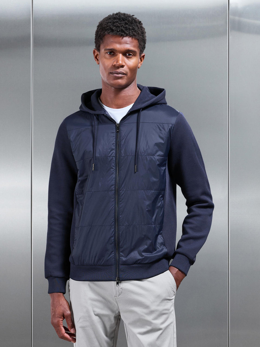 Hybrid Panel Windbreaker in Navy | ARNE UK