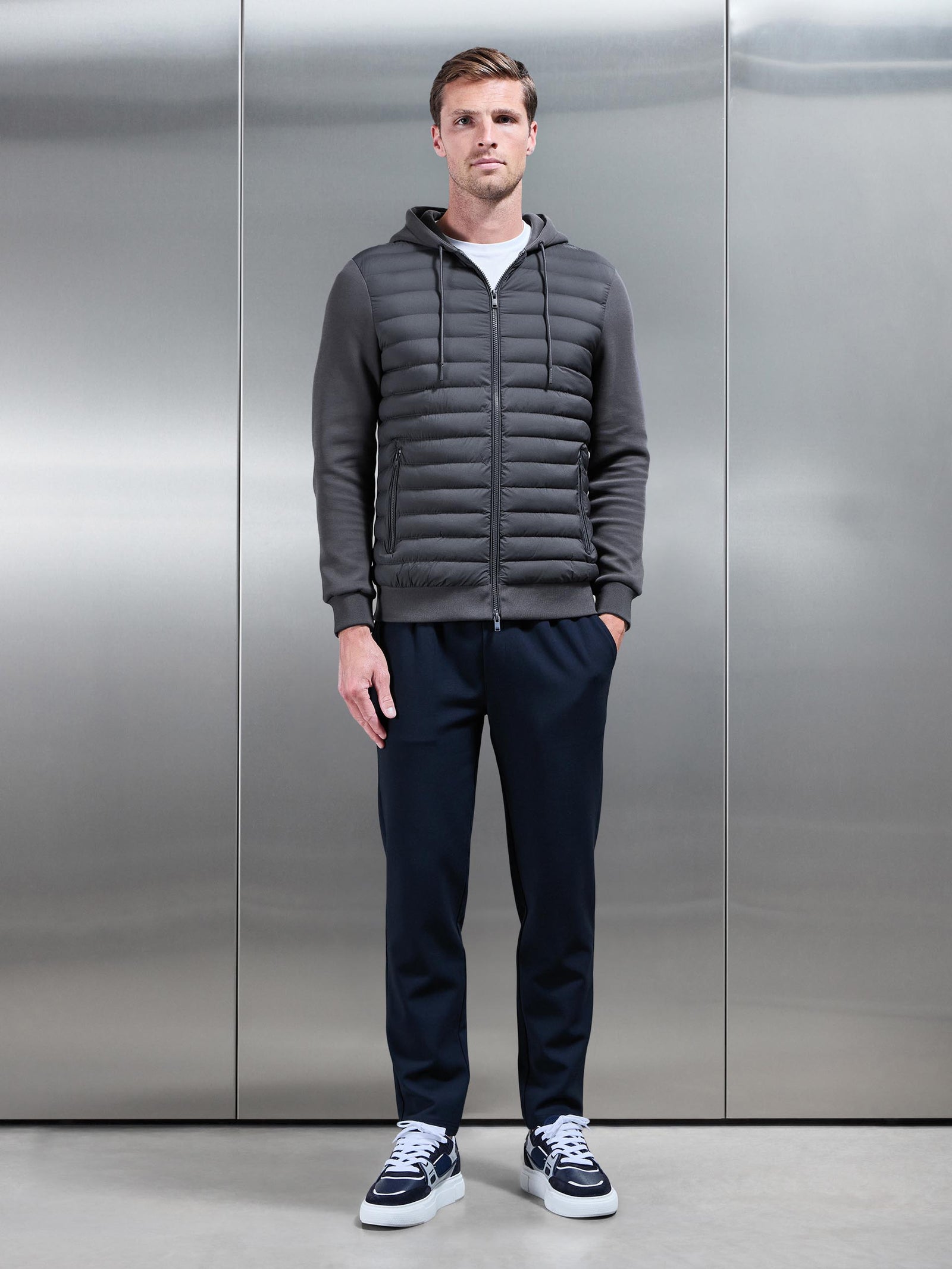 Hybrid Quilted Technical Windbreaker in Grey | ARNE UK
