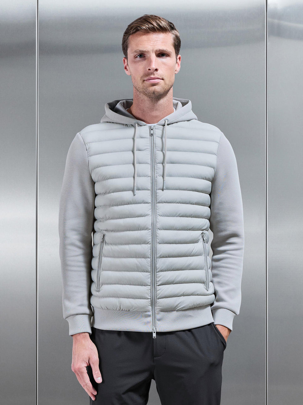 Hybrid Quilted Technical Windbreaker in Mid Grey | ARNE UK