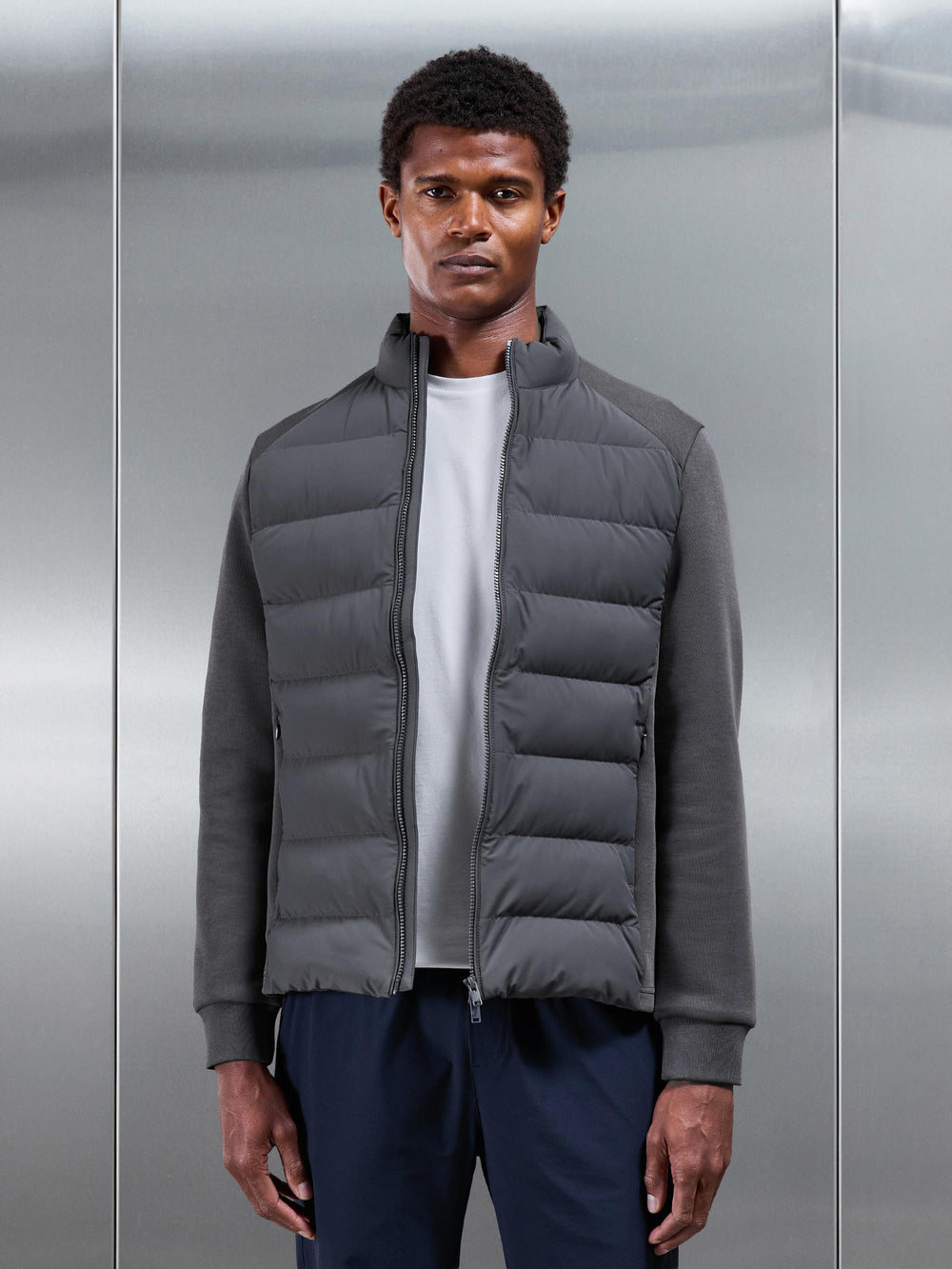 Hybrid Technical Puffer Jacket in Grey | ARNE UK