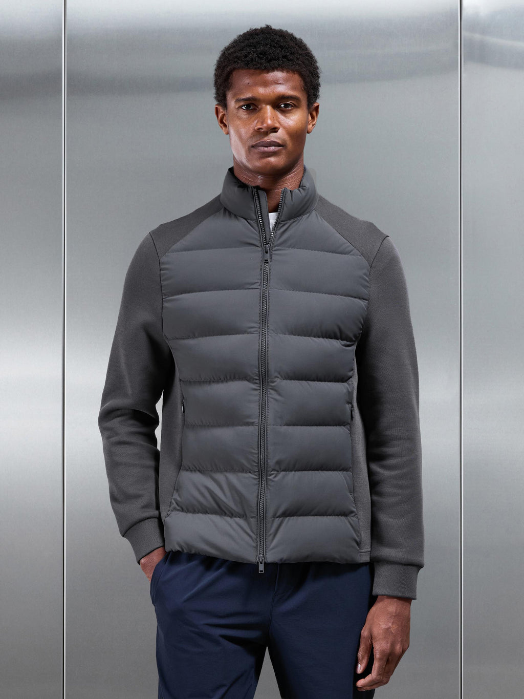 Hybrid Technical Puffer Jacket in Grey | ARNE UK