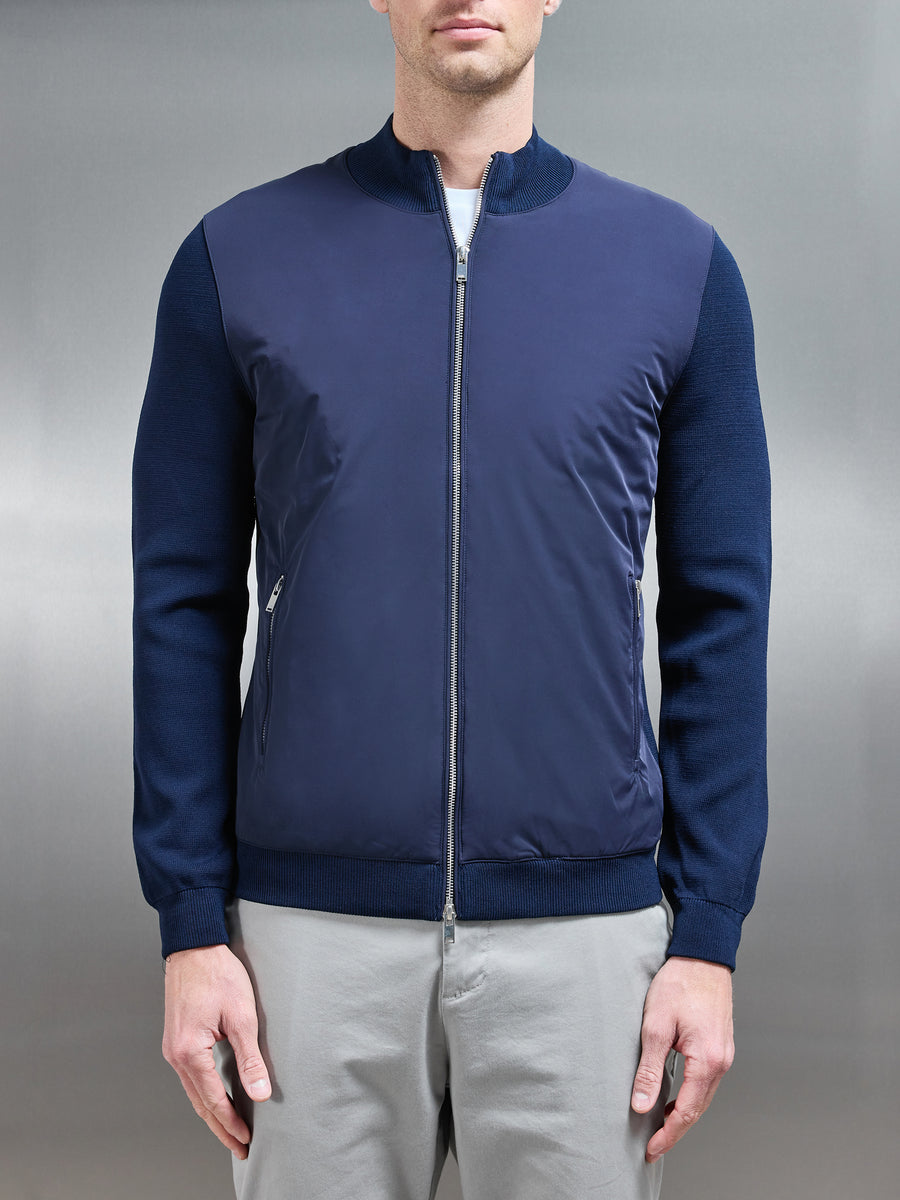 Hybrid Knitted Jacket in Navy | ARNE UK