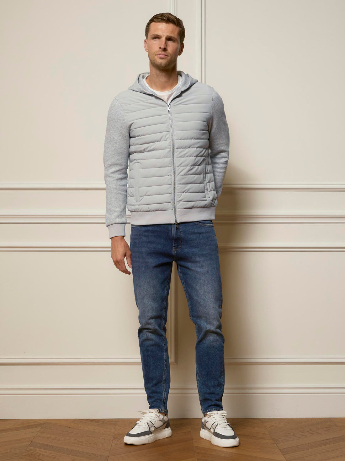 Hybrid Quilted Windbreaker in Marl Grey | ARNE UK