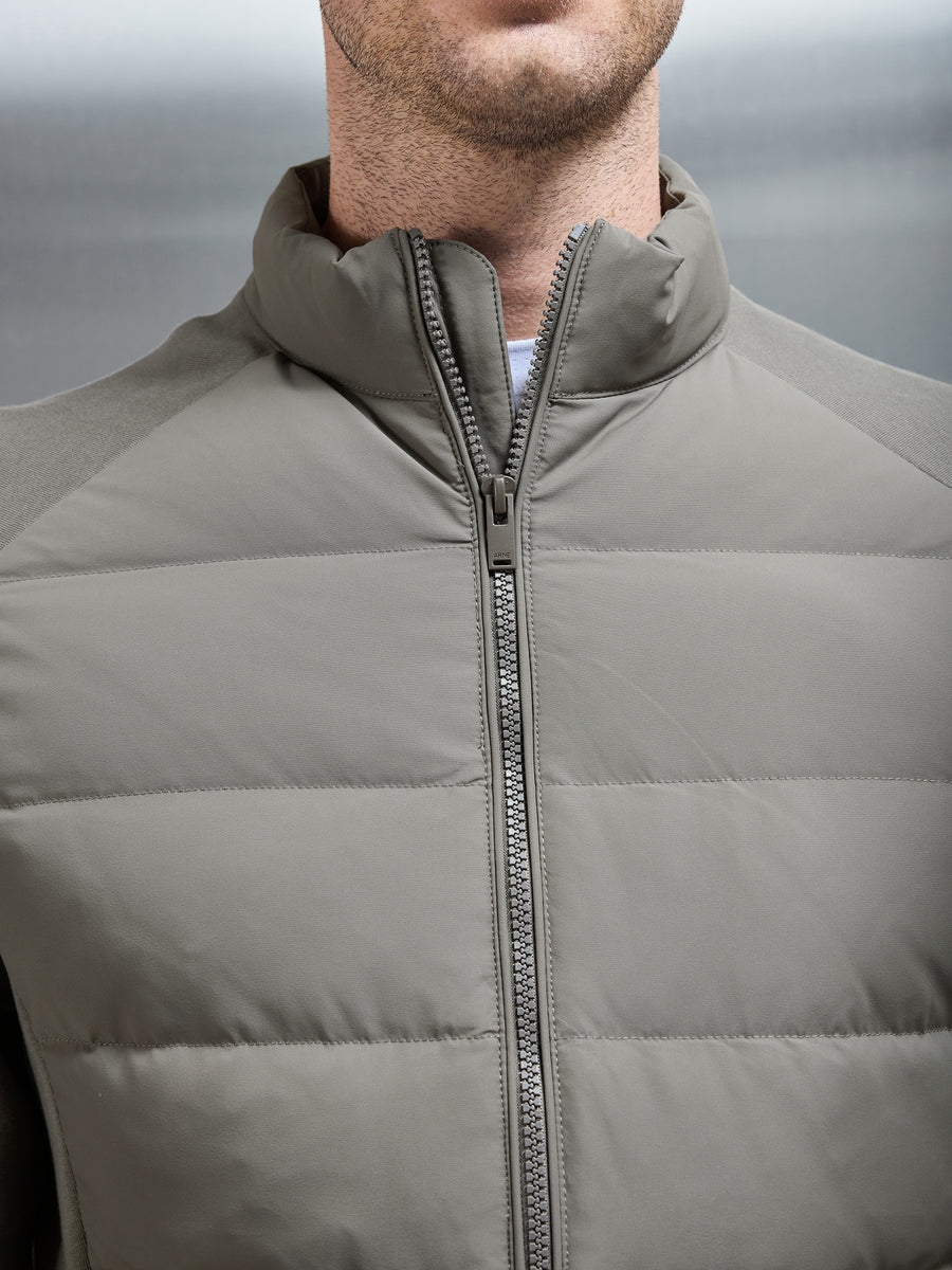 Hybrid Technical Puffer Jacket in Olive | ARNE UK