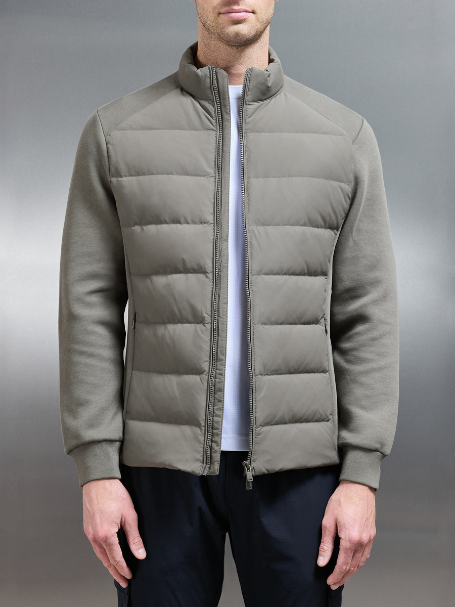Hybrid Technical Puffer Jacket in Olive | ARNE UK