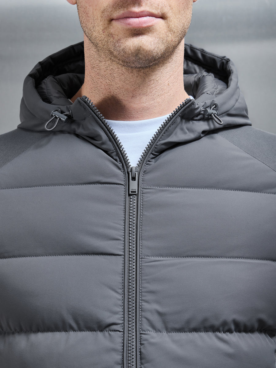 Hybrid Technical Puffer Windbreaker in Grey | ARNE UK