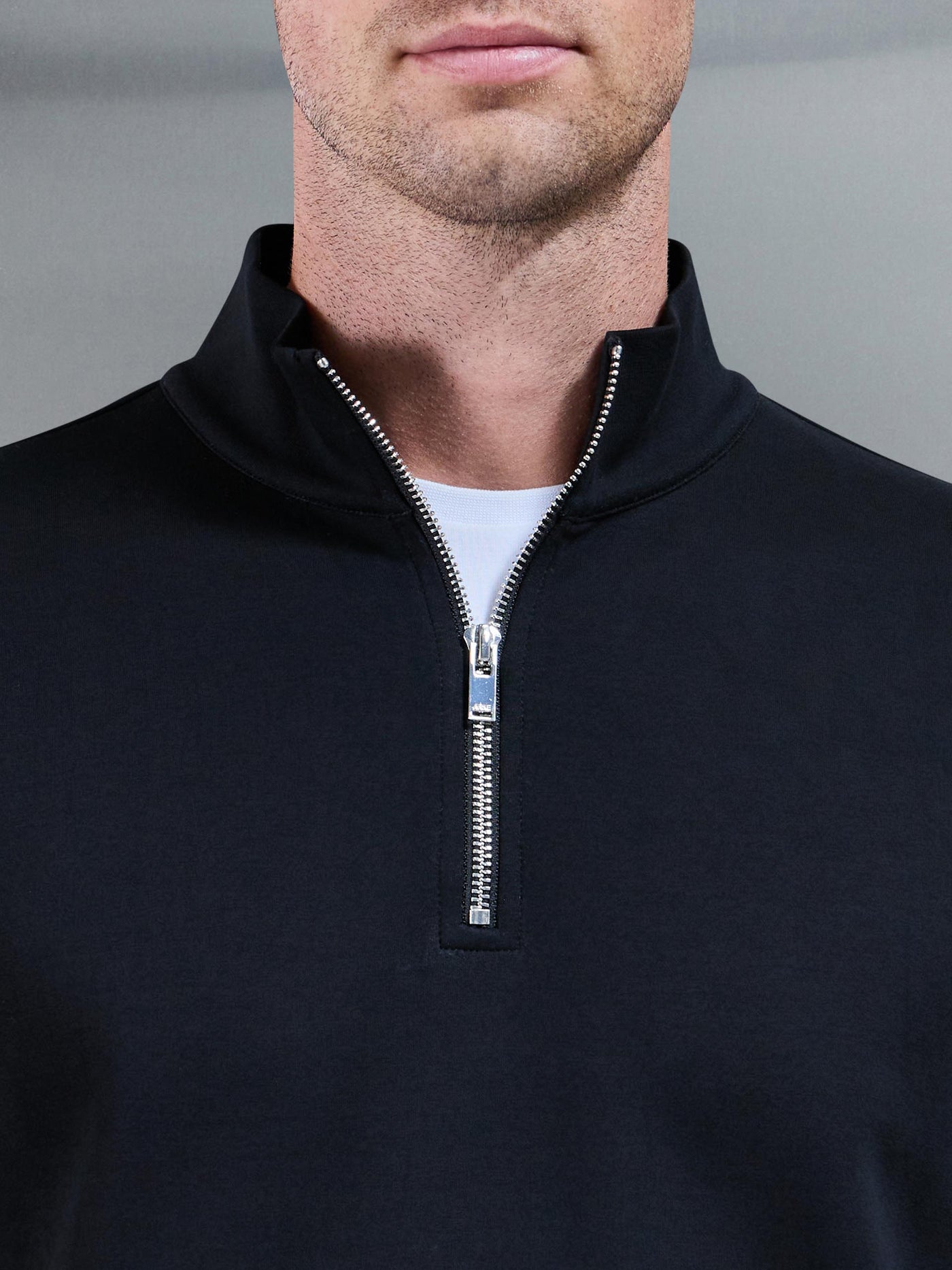Interlock Jersey Half Zip in Black | ARNE UK