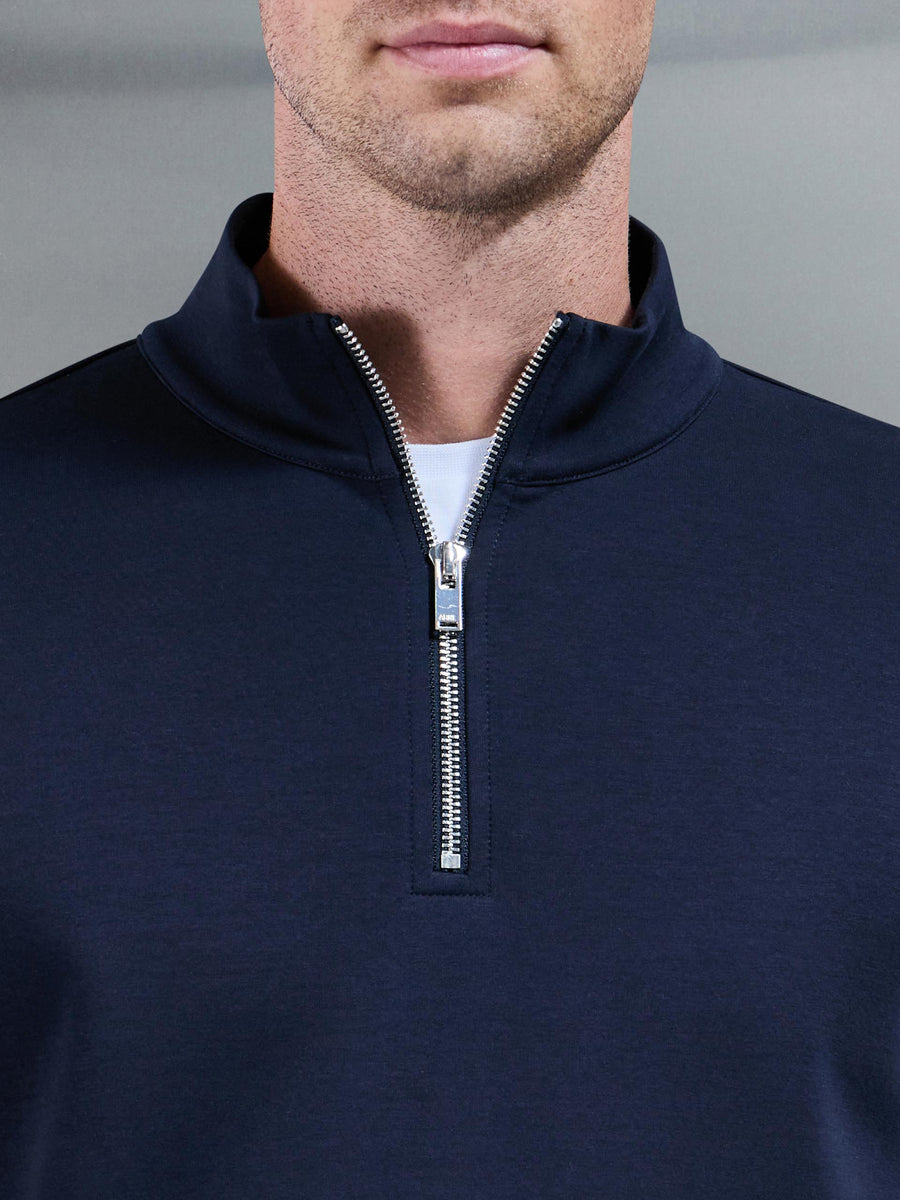 Interlock Jersey Half Zip in Navy | ARNE UK