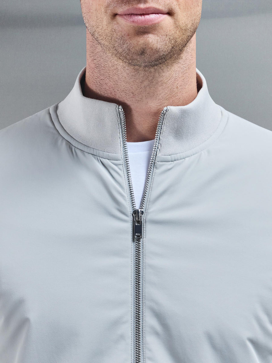Interlock Jersey Hybrid Funnel Neck Jacket in Marl Grey | ARNE UK