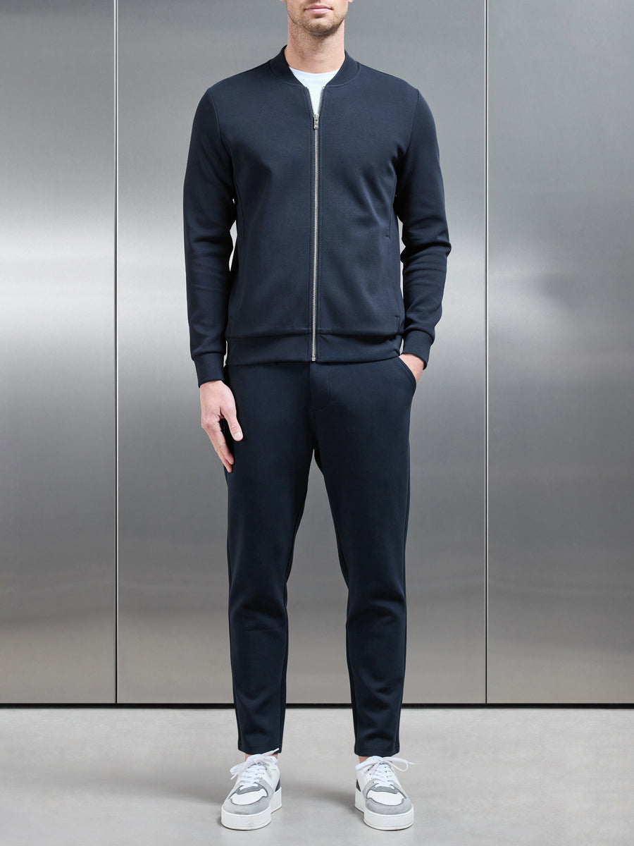 Interlock Jersey Bomber Jacket in Navy | ARNE UK
