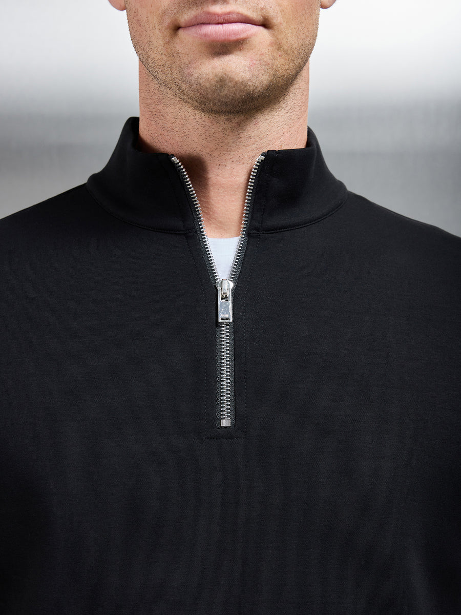 Interlock Jersey Half Zip in Black | ARNE UK