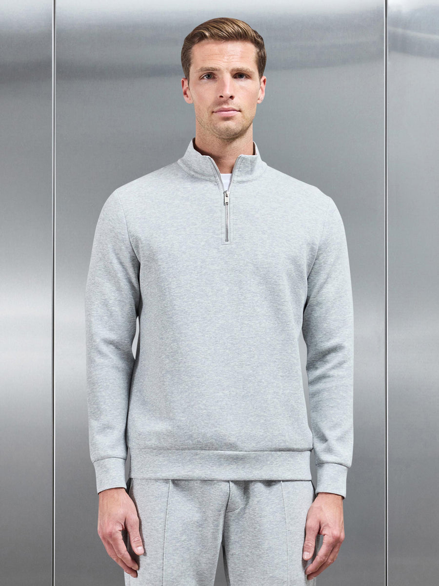 Interlock Jersey Half Zip in Marl Grey | ARNE UK
