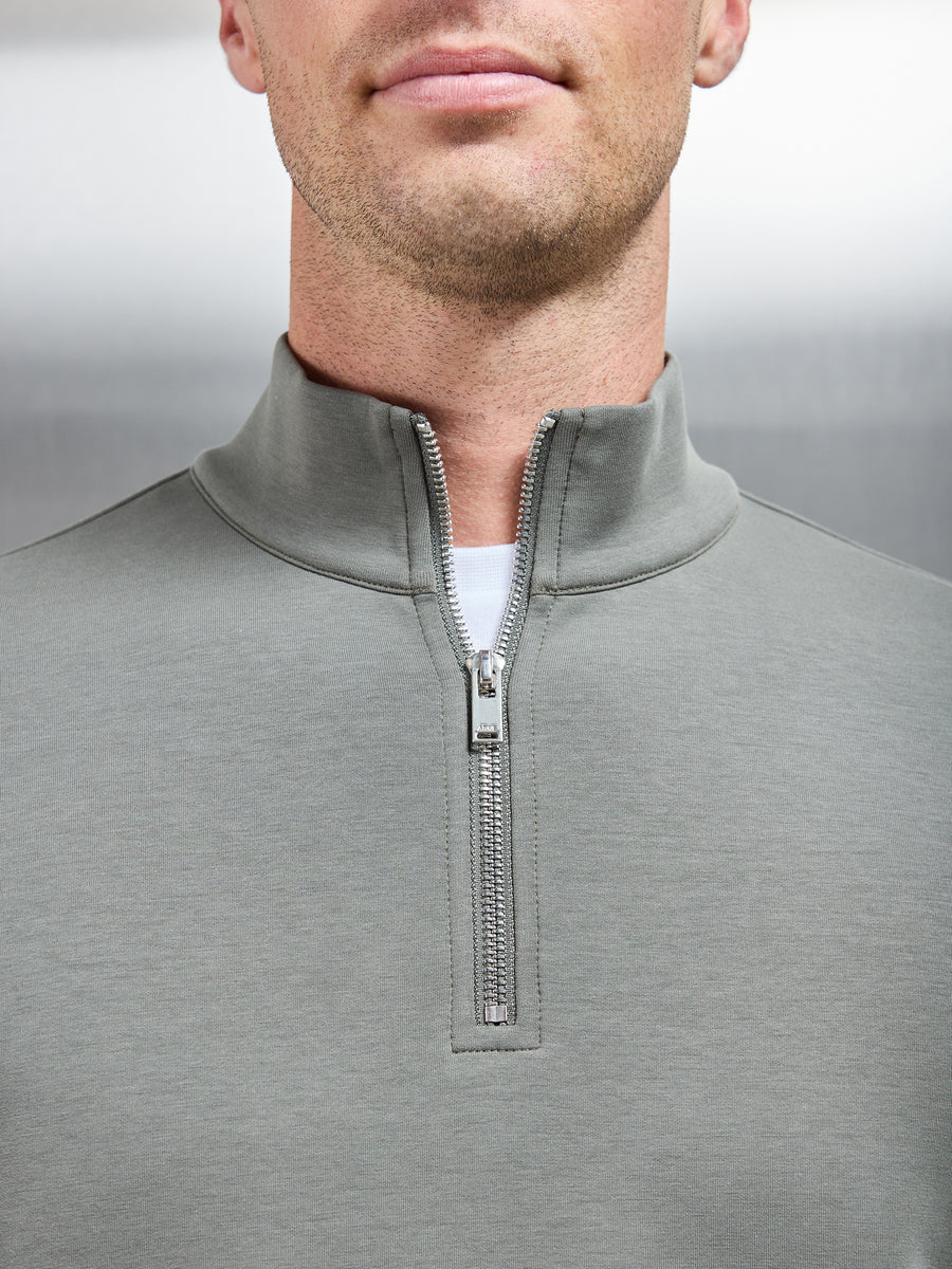 Interlock Jersey Half Zip in Sage | ARNE UK