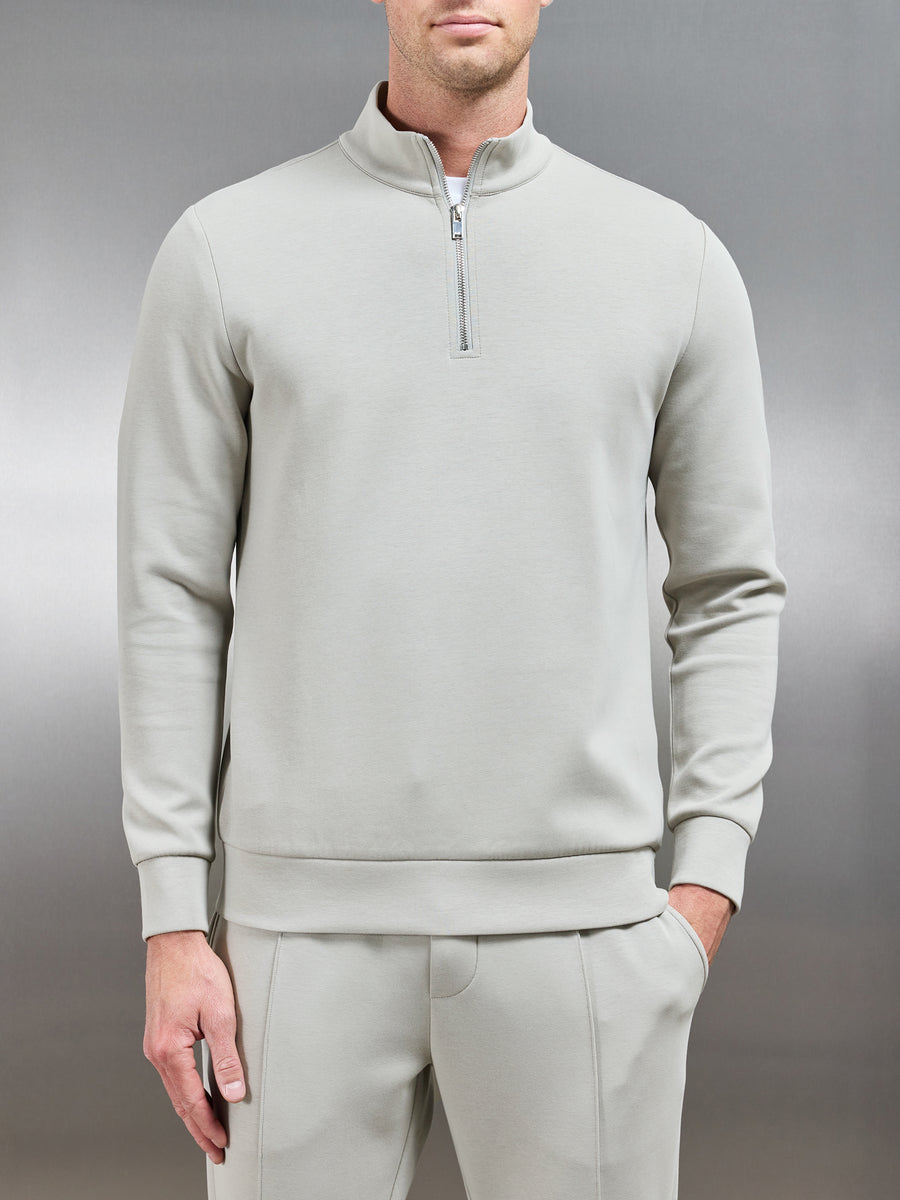 Interlock Jersey Half Zip in Stone | ARNE UK