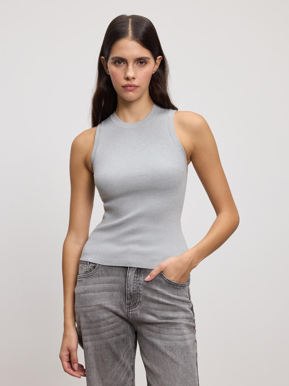 Womens Knitted Vest in Marl Grey | ARNE UK