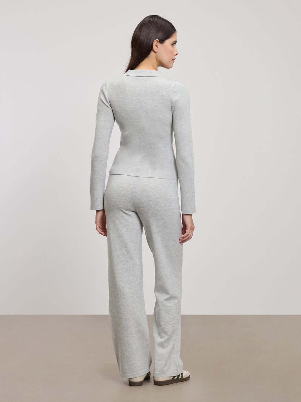 Womens Light Knit Straight Leg Jogger in Marl Grey | ARNE UK
