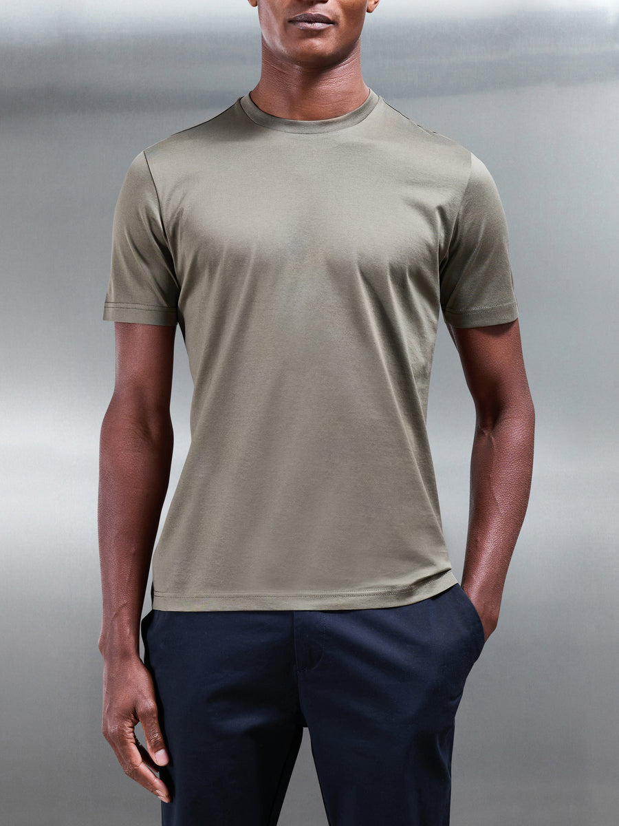 Mercerised Cotton T-Shirt in Sage | ARNE UK