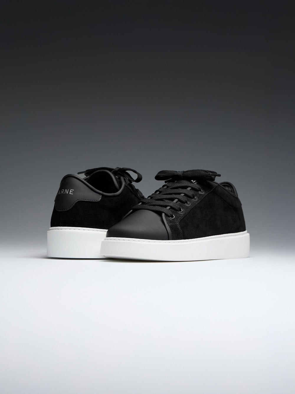 Mid Leather Toe Cap Trainer in Black | ARNE UK