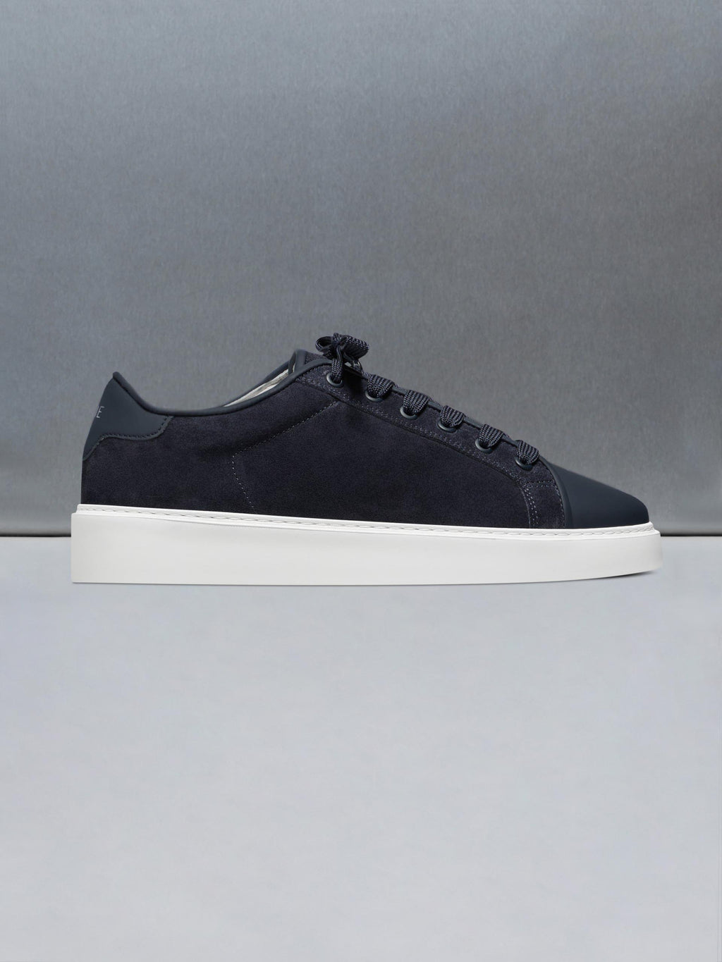 Mid Leather Toe Cap Trainer in Navy | ARNE UK