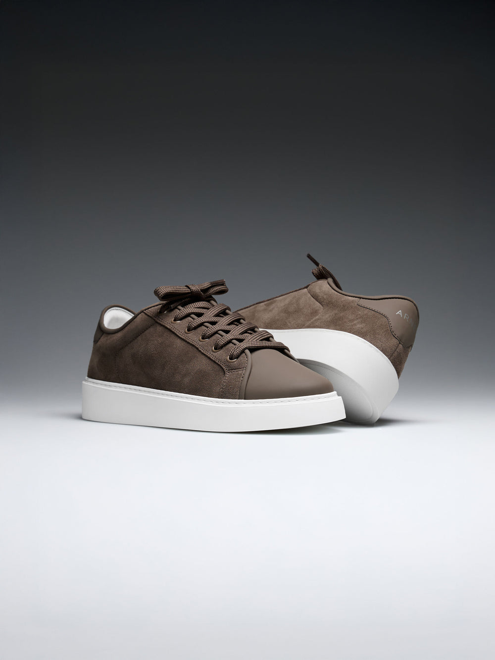 Mid Leather Toe Cap Trainer in Taupe | ARNE UK