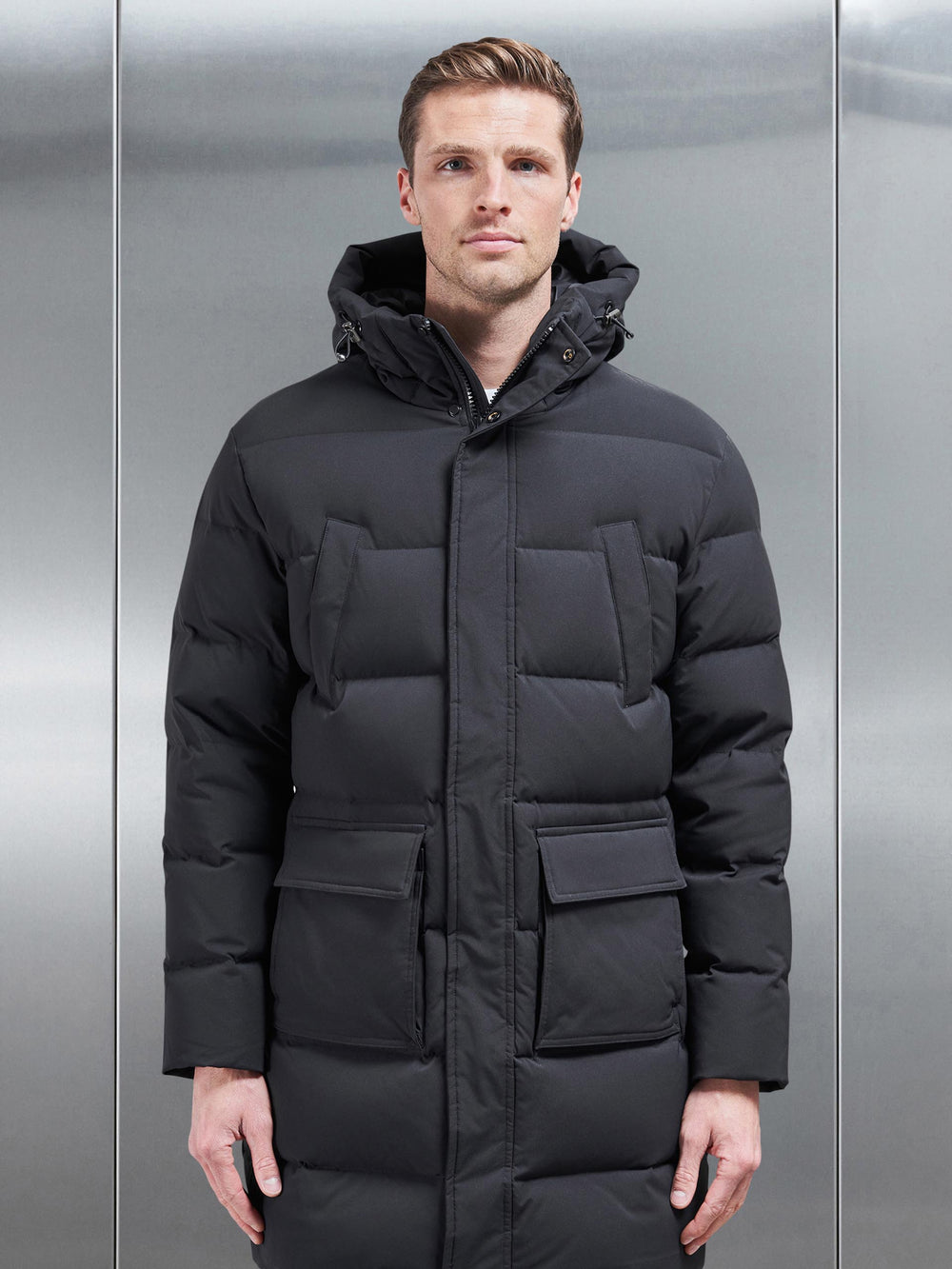 Mid Length Down Parka in Black | ARNE UK
