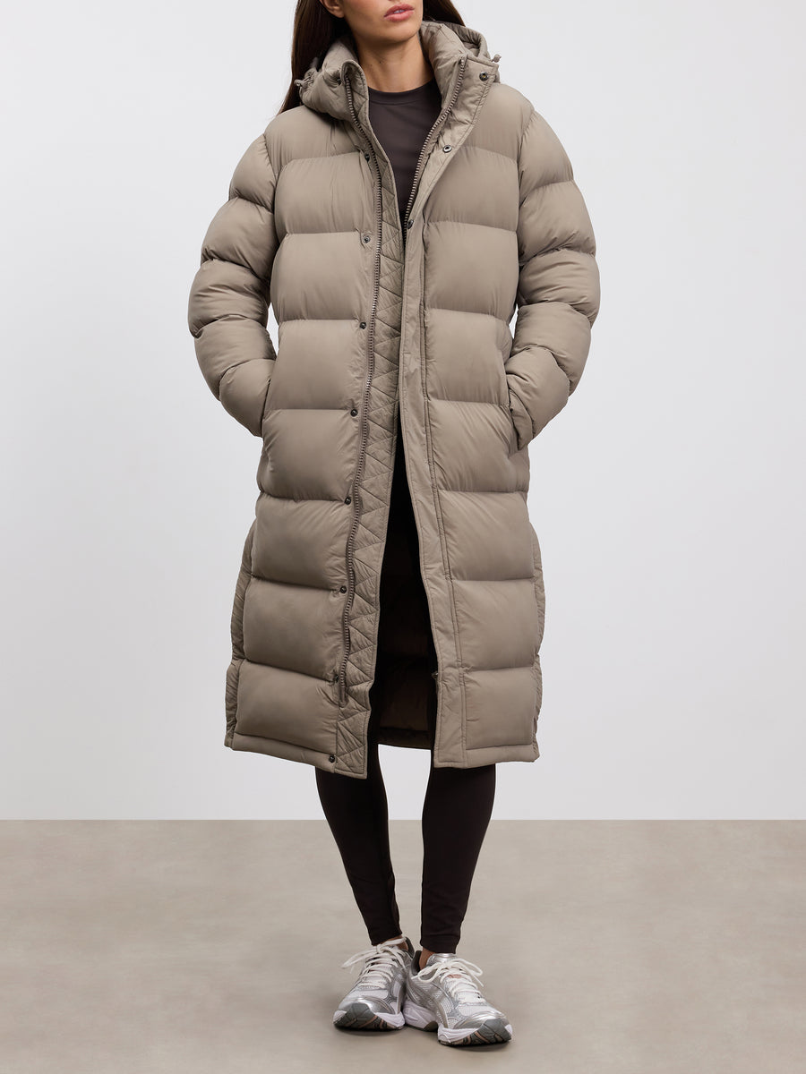 Womens Mid Length Puffer Jacket in Stone | ARNE UK