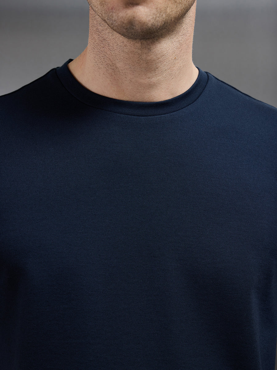Mid Weight Interlock Essential T-Shirt in Navy ARNE