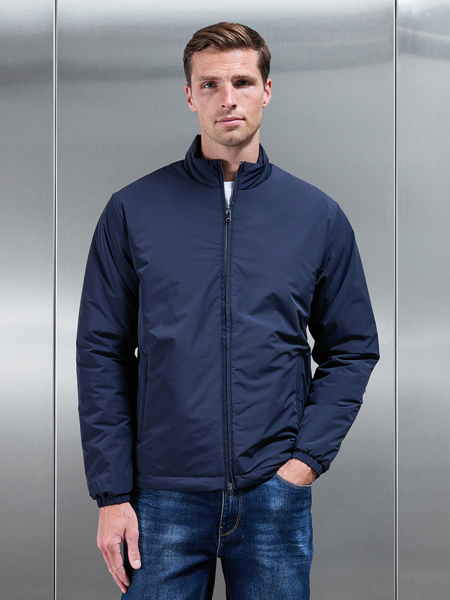 Padded Shell Zip Through Jacket In Navy | ARNE UK