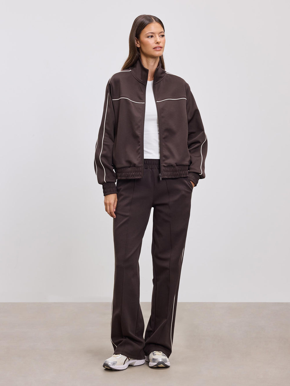 Womens Piping Track Pant in Brown | ARNE UK