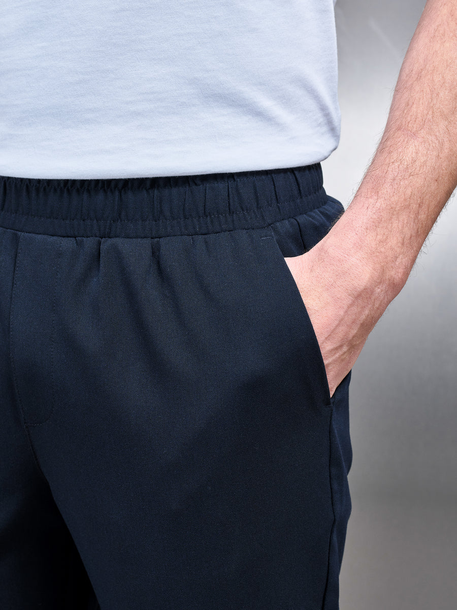 Essential Drawstring Tailored Trouser in Navy | ARNE UK