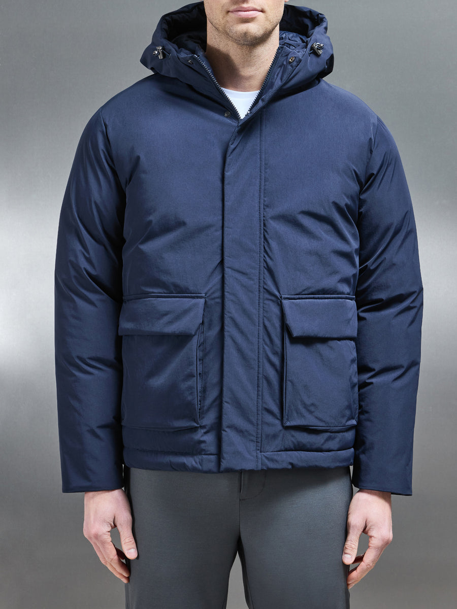 Pocket Puffer Jacket in Navy | ARNE UK