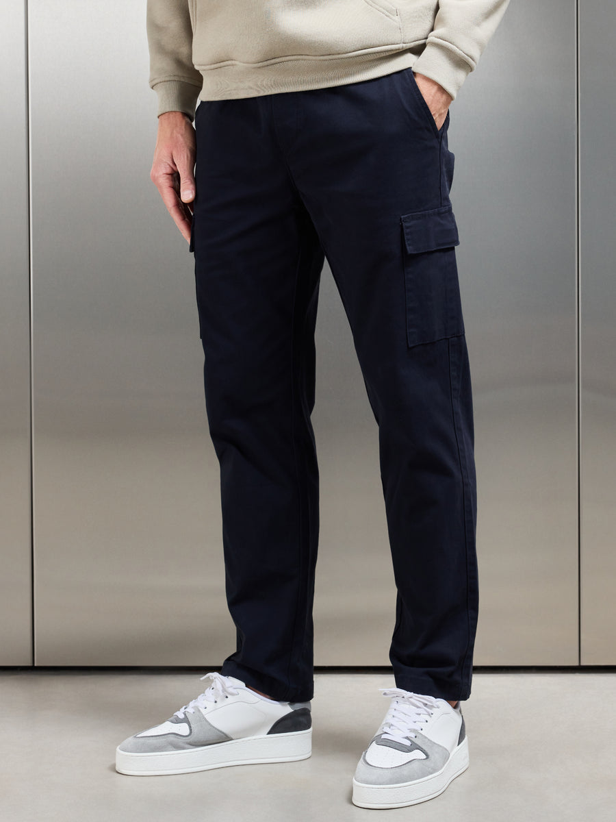 Relaxed Fit Cotton Cargo Pant in Navy | ARNE UK