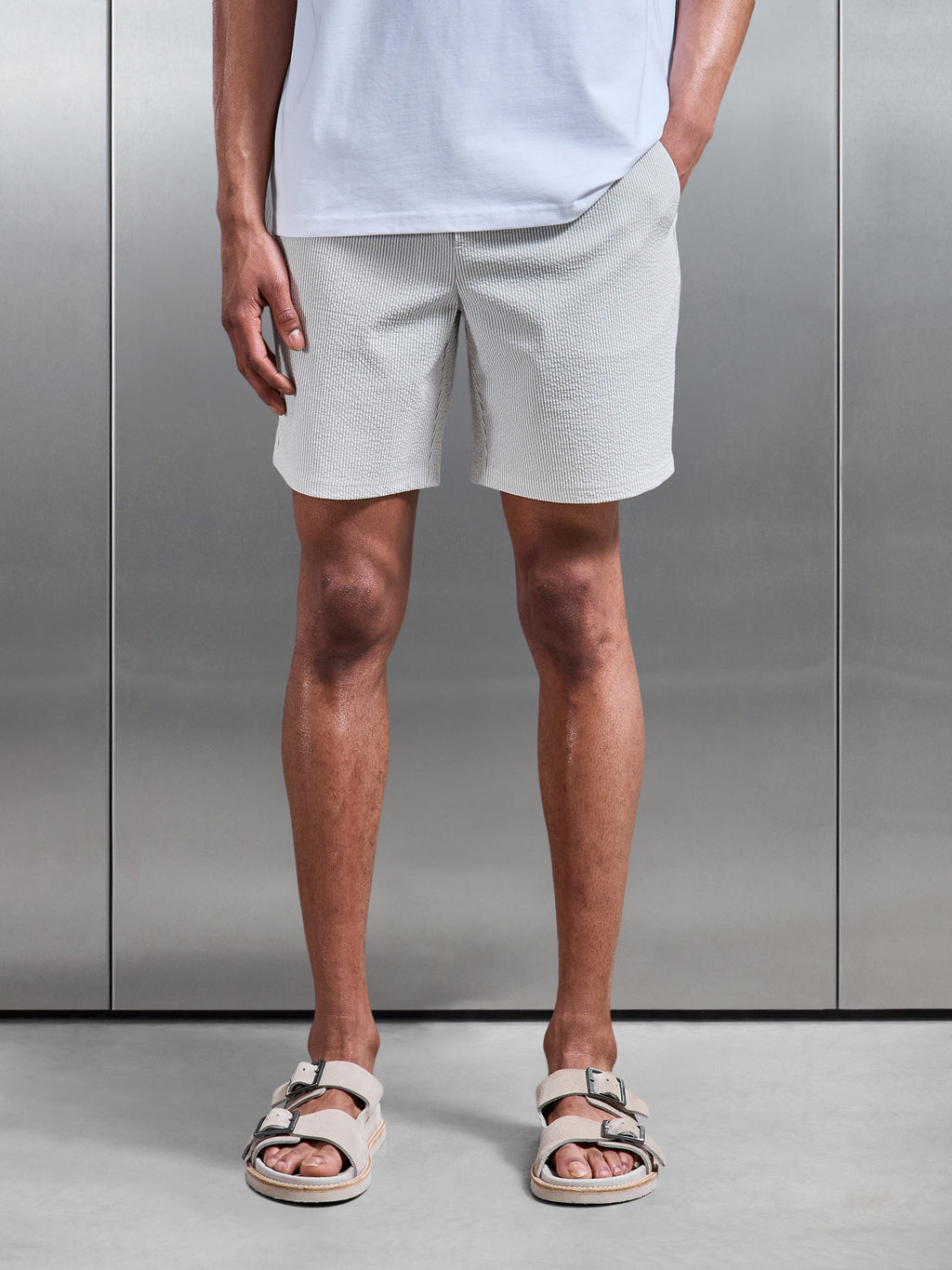 Seersucker Stripe Short in Stone | ARNE UK