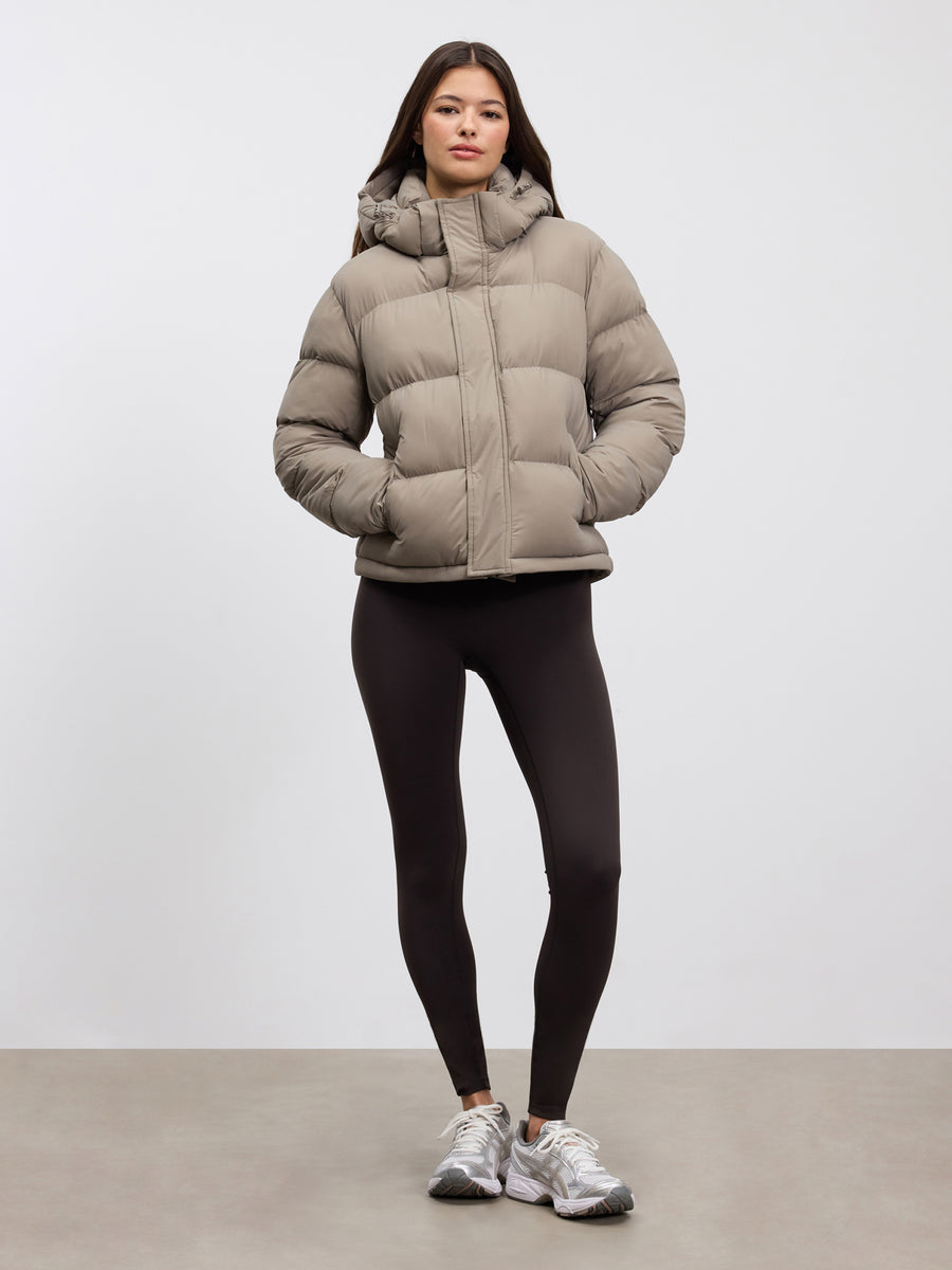 Womens Short Length Puffer Jacket in Stone | ARNE US