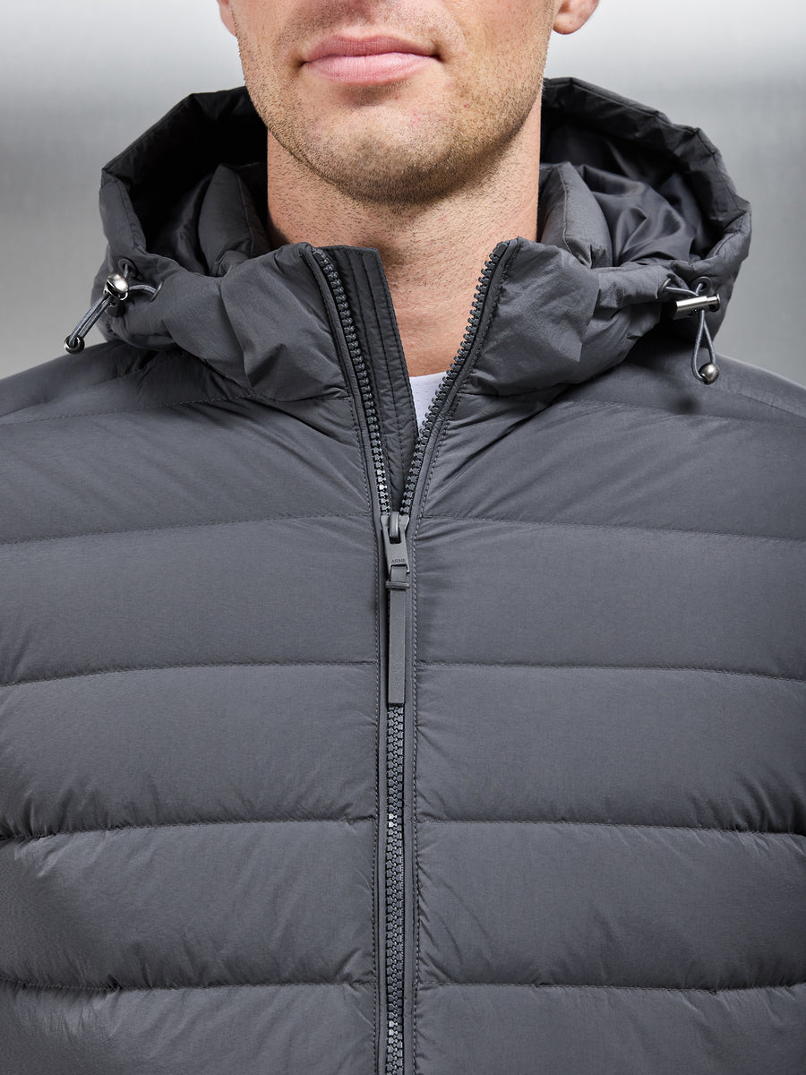 Short Technical Down Jacket in Grey | ARNE US