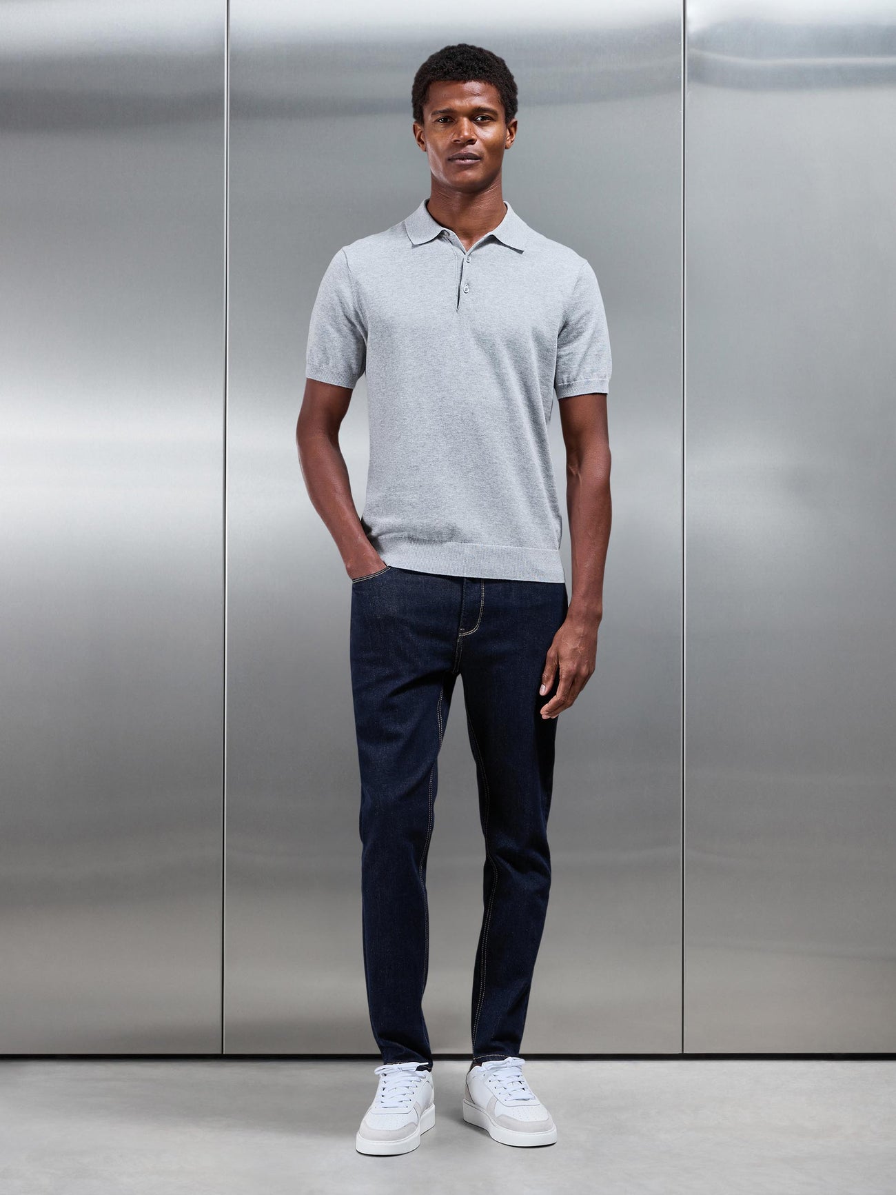 Slim Fit Denim Jeans in Solid Dark Blue | ARNE UK