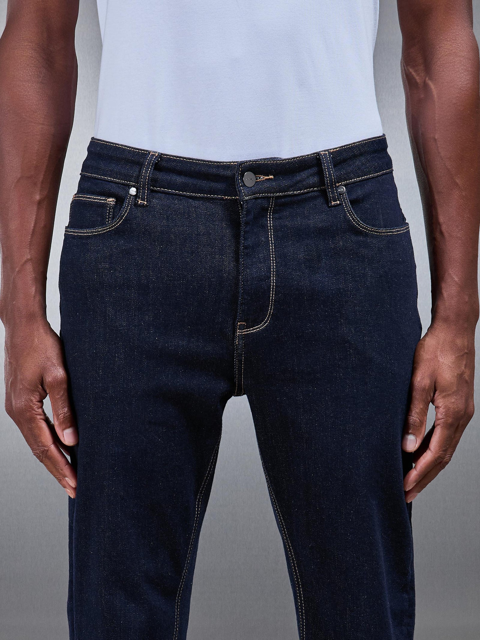Slim Fit Denim Jeans in Solid Dark Blue | ARNE UK