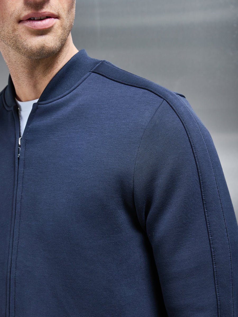 Smart Jersey Bomber Jacket in Navy | ARNE US