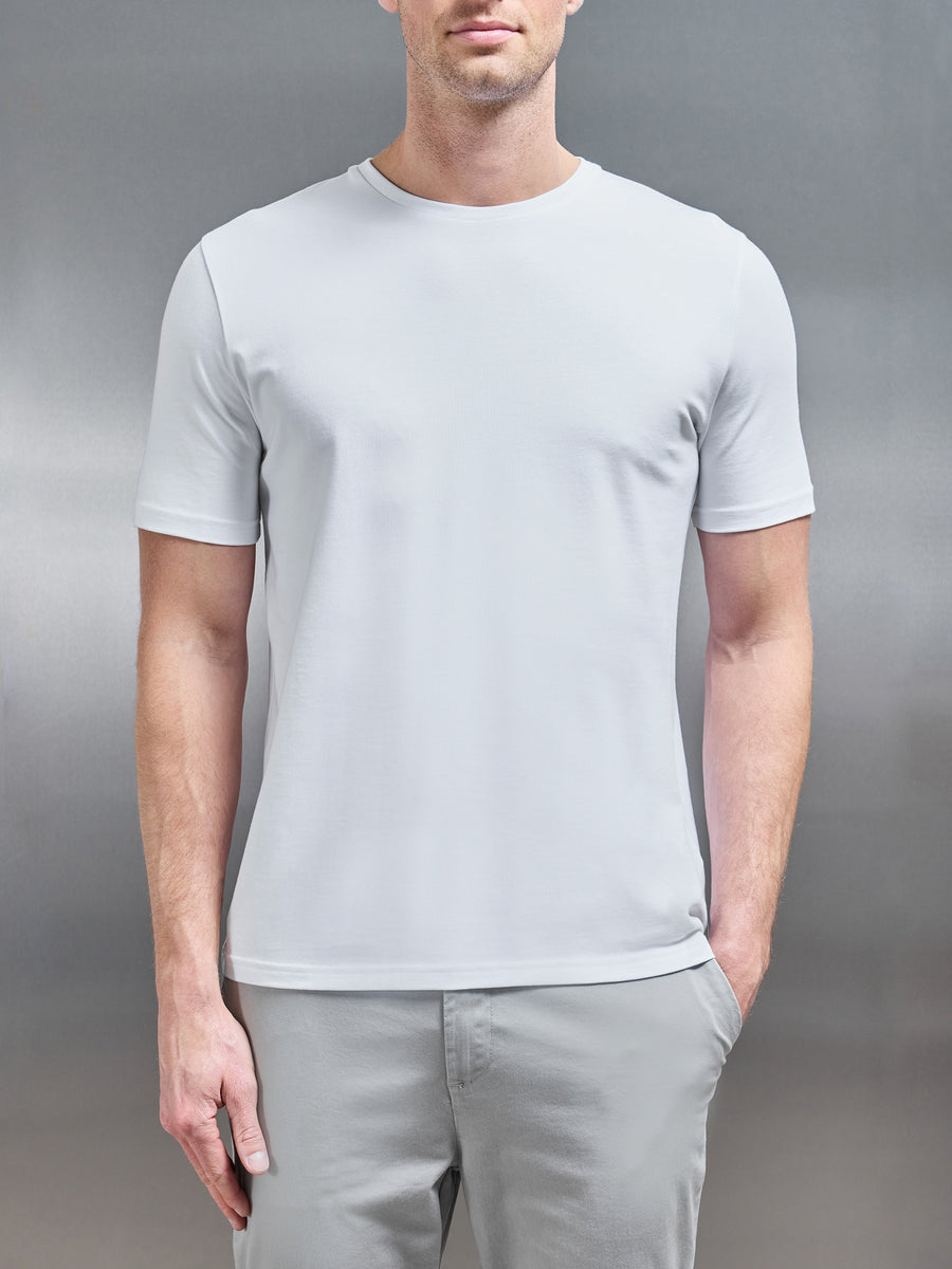 Stretch Slim Fit Cotton T-Shirt in White | ARNE UK