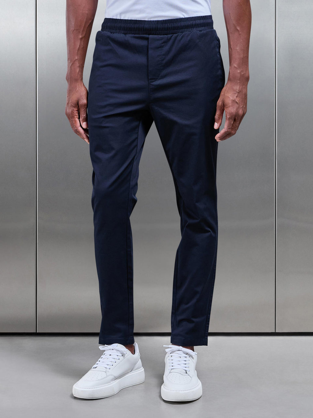 Tailored Drawstring Chino Trouser in Navy | ARNE UK