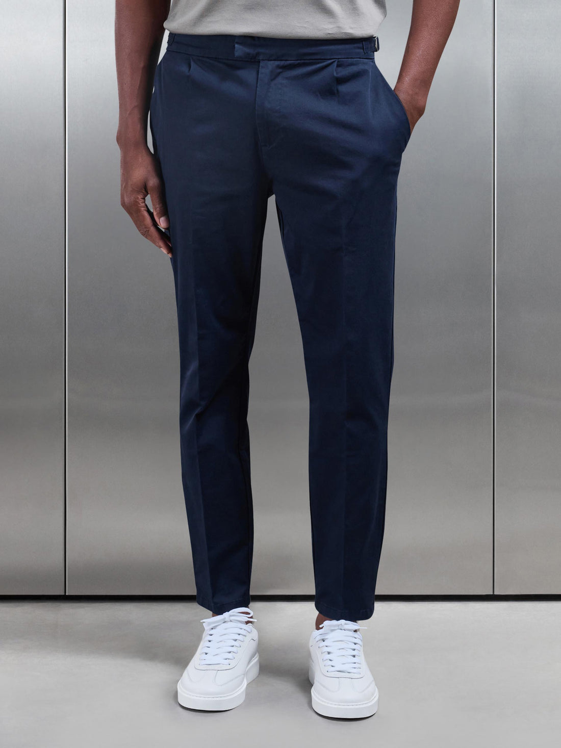 Tailored Side Adjuster Chino Trouser in Navy | ARNE UK