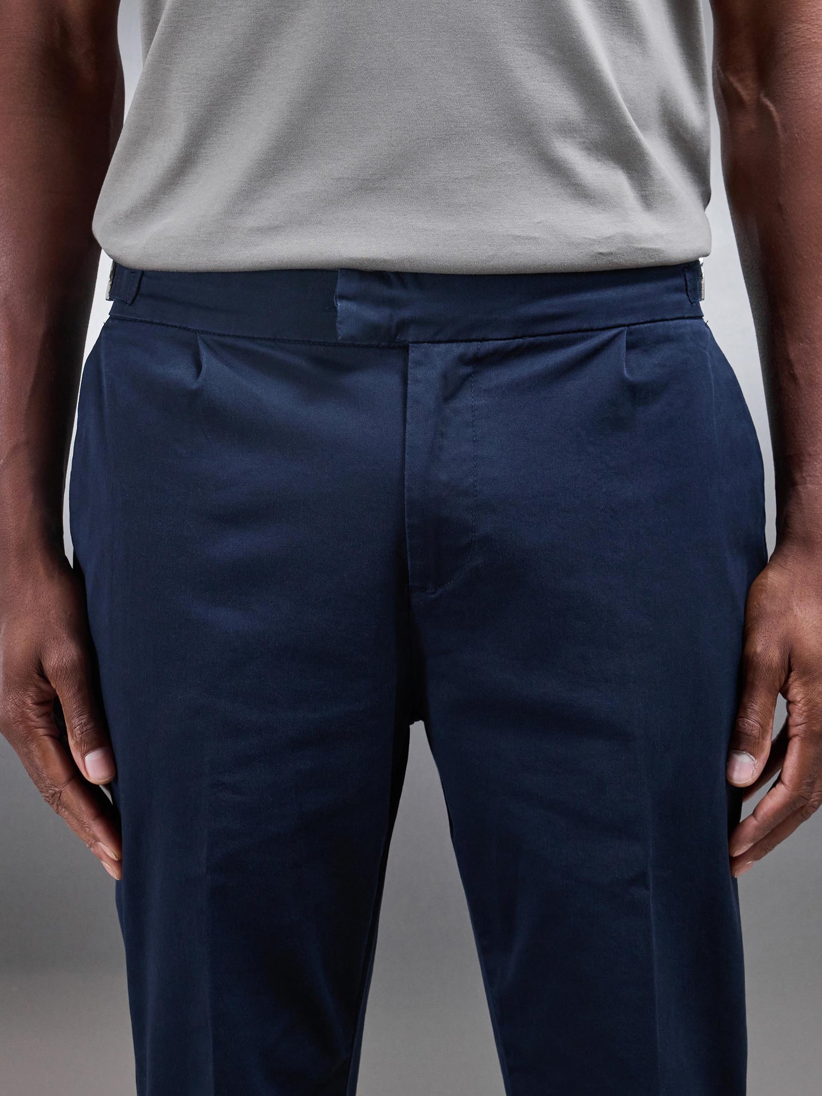 Tailored Side Adjuster Chino Trouser in Navy | ARNE UK