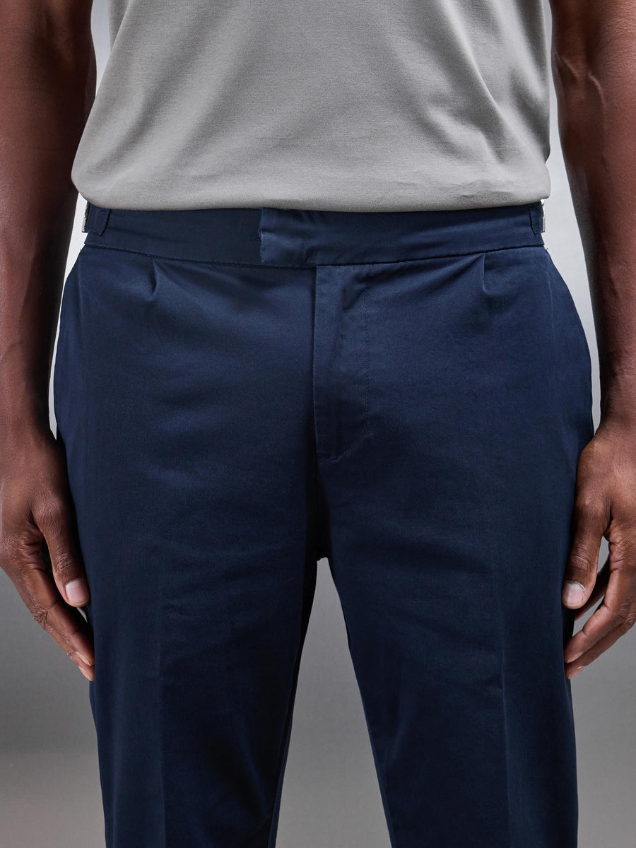 Tailored Side Adjuster Chino Trouser in Navy | ARNE AU