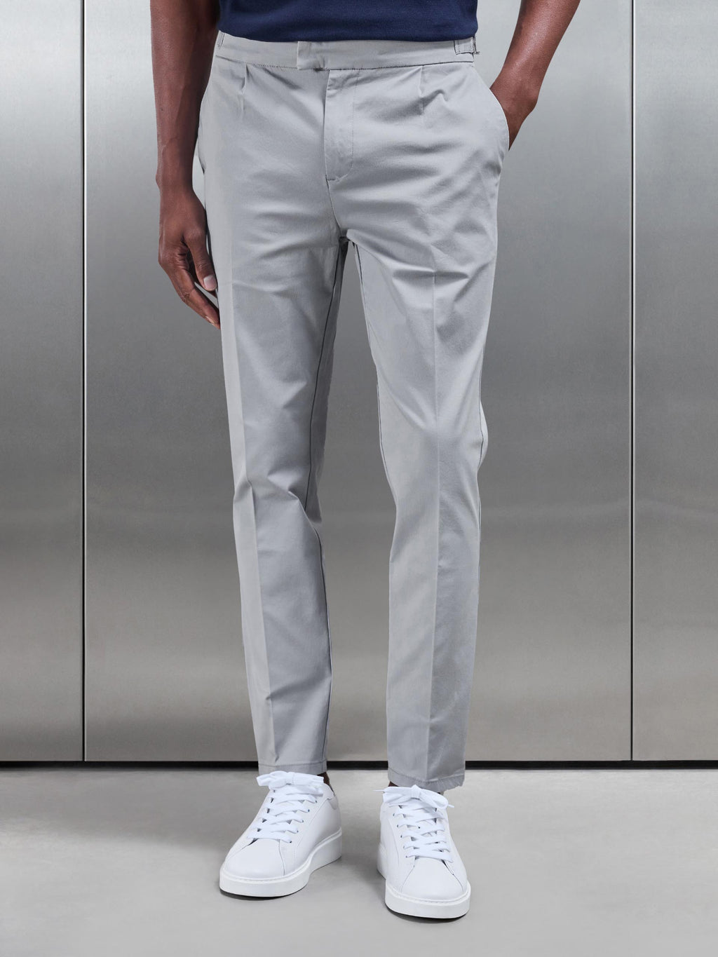 Tailored Side Adjuster Chino Trouser in Mid Grey | ARNE UK