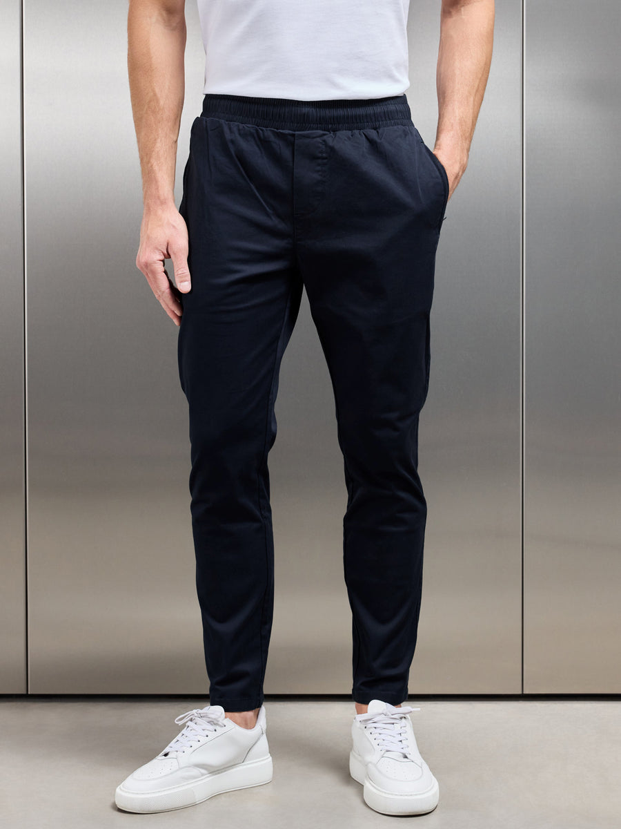 Tailored Drawstring Chino Trouser in Navy ARNE