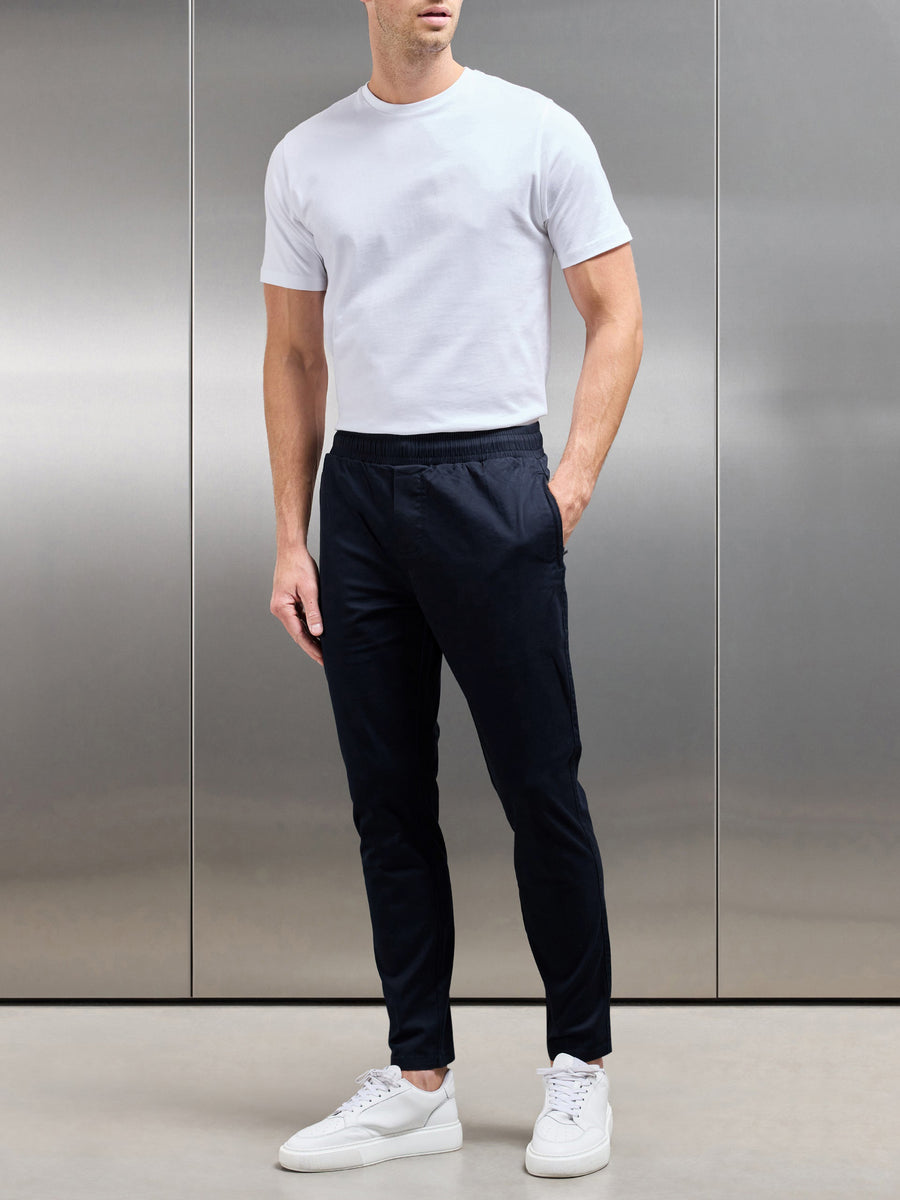 Tailored Drawstring Chino Trouser in Navy | ARNE UK