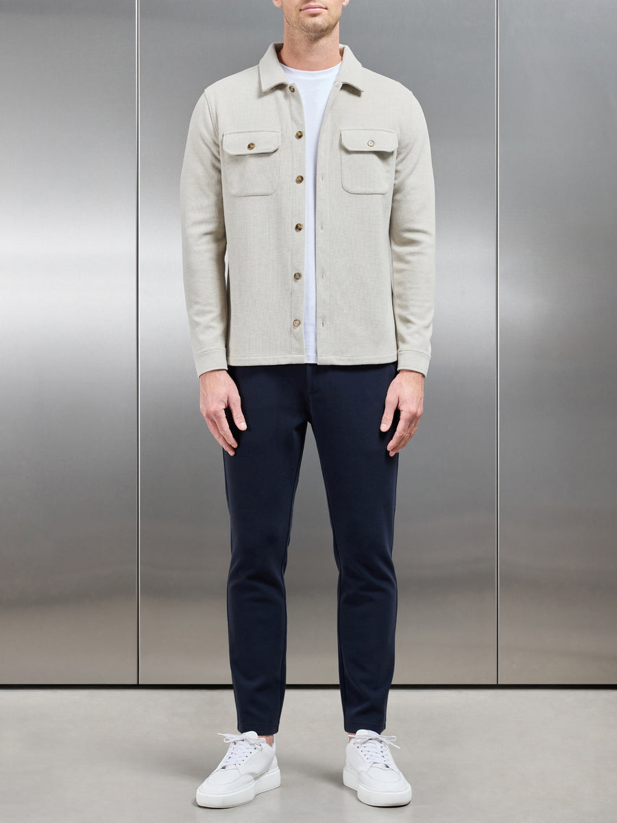 Textured Knitted Overshirt in Stone | ARNE UK