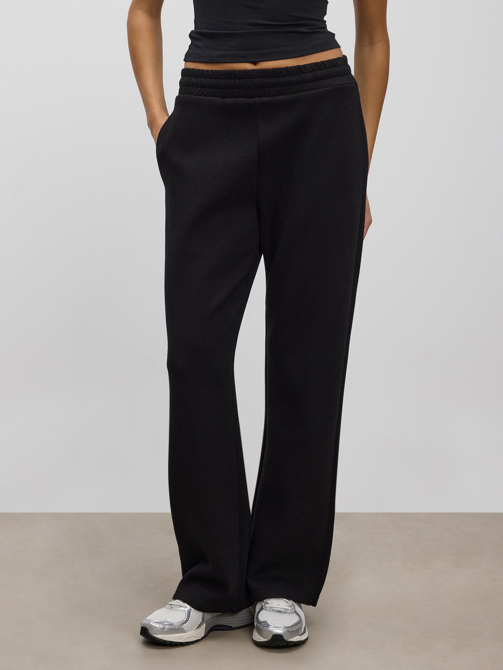Womens Knitted Straight Leg Jogger in Black | ARNE UK