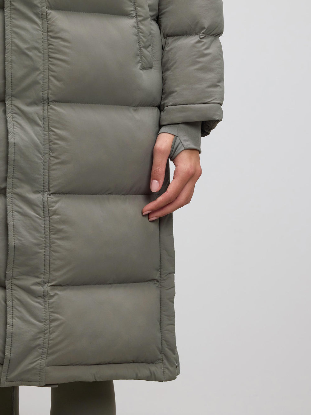 Womens Mid Length Puffer Jacket in Sage | ARNE UK